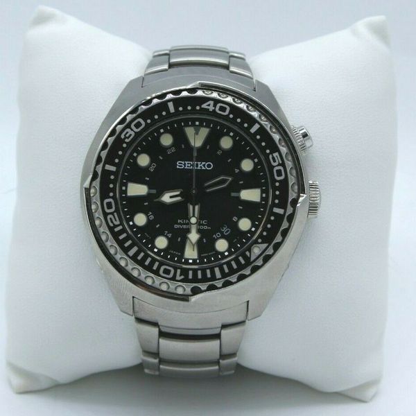 Men's SEIKO PROSPEX Kinetic 5M85-0AB0 GMT Stainless Steel Diver's Watch ...
