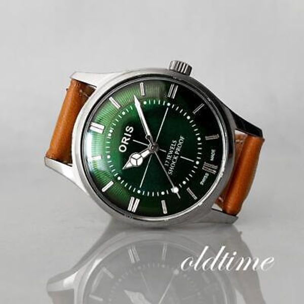 ORIS Vintage Mechanical Hand-wound Cal.ST96 17J Green Dial Men's Watch ...