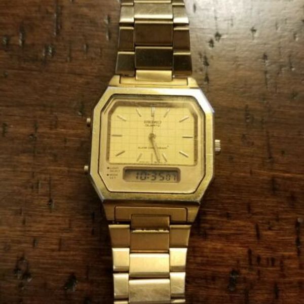 Vintage Seiko Ana-Digi Gold Tone Quartz Alarm Chronograph H601-5389 Men's Watch | WatchCharts ...