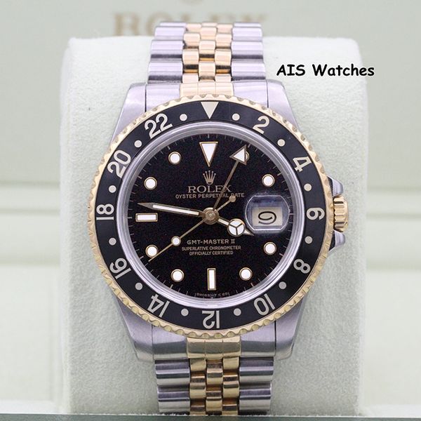 FSOT Rolex 16713 GMT Master II Black Dial 18K/SS Jubilee Bracelet R ...