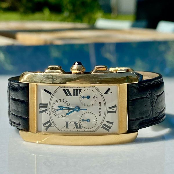 CARTIER TANK AMERICAN JUMBO 18K YELLOW GOLD CHRONOREFLEX 1730 *FULLY ...