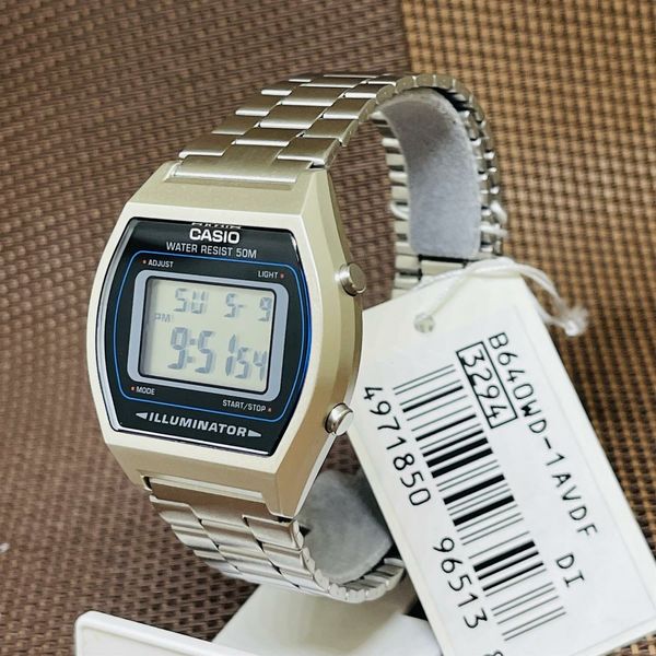 Casio B640WD-1A Vintage Series Illuminator Stainless Steel Band Digital ...