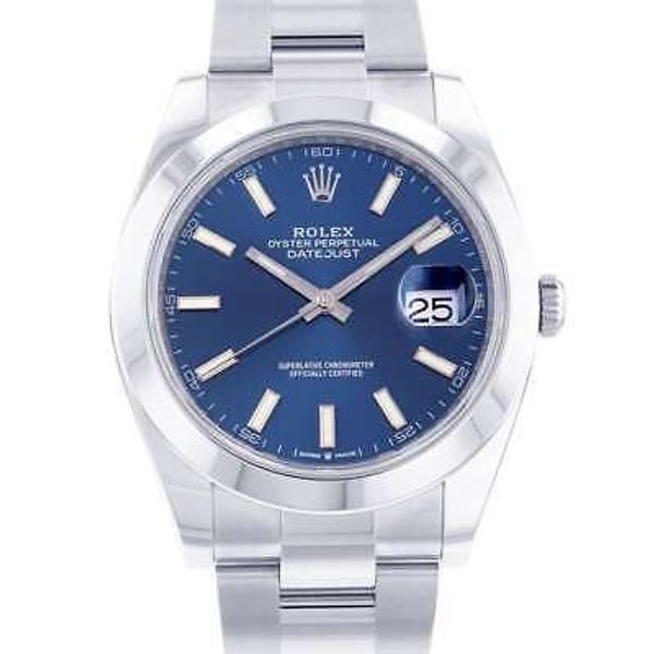 ROLEX Datejust 41mm Stainless Steel Bright Blue Dial 126300 ...