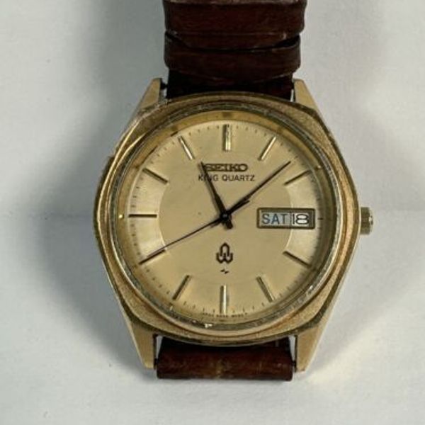Seiko King Quartz 5856-8010 Cream Dial Gold Plate Vintage Watch SPARES ...