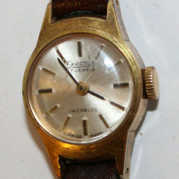 Exactus 17 Jewels vintage ladies wrist watch Gold coloured working ...