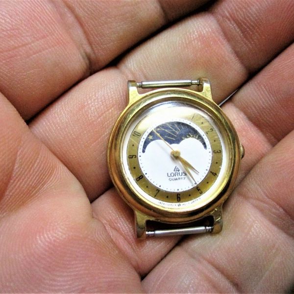 Sun Moon Phase Watch Vtg Ladies Lorus Seiko Circa 1990 V890020 Constant ...