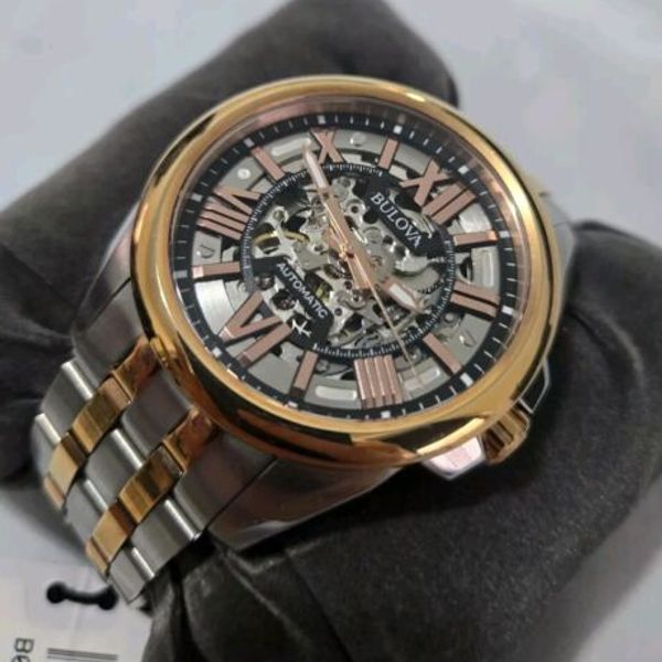 Bulova 98A166 43mm Casual Automatic Men's Watch - Silver/Rose Gold ...