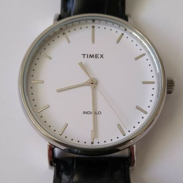 Men's Timex Watch - 40mm Black Leather Strap Analogue Minimalist Design ...