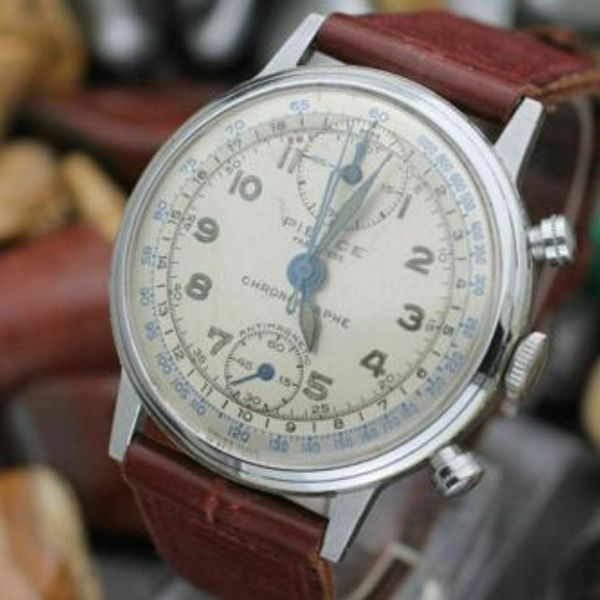 C. 1940's Vintage PIERCE Military Chronograph Oversized 37mm Men's ...