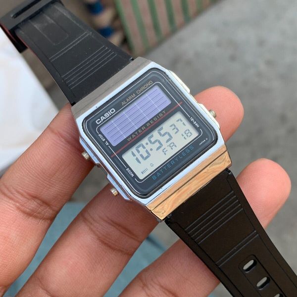Vintage Casio Batteryless Quartz Digital 2505 AL-180 Wristwatch For Men ...