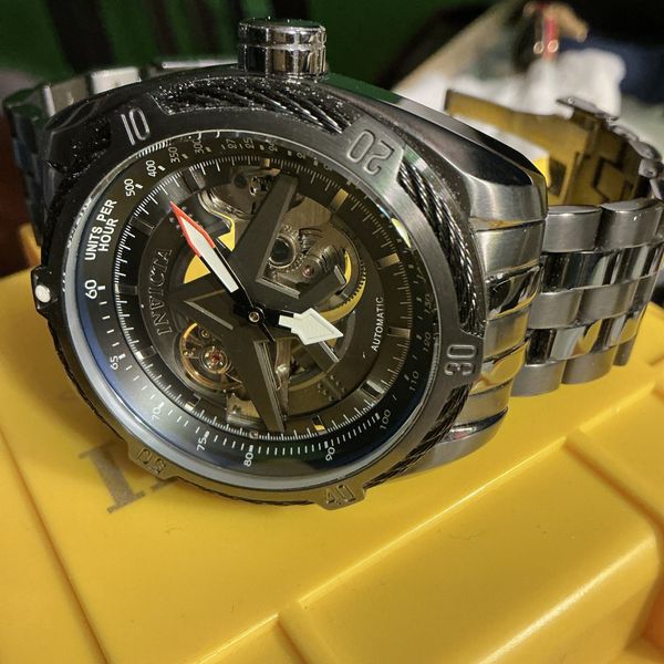 Invicta 50mm AVIATOR BOLT FLIGHT Open Heart Automatic Gunmetal Bracelet ...