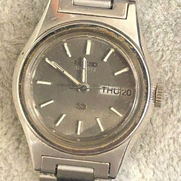 Vintage SEIKO SQ 8523-0030 Silver Tone Day Date Watch New Battery ...