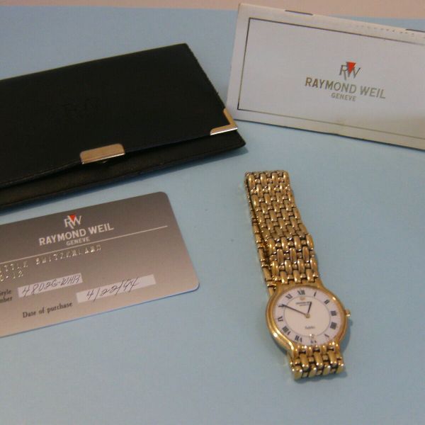 18K Gold Plate Raymond Weil Geneve men’s 10M Fidelio Calendar Wrist ...