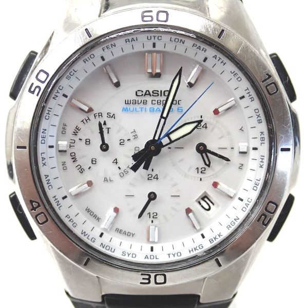 CASIO WAVE CEPTOR WVQ-M410 White Dial Radio Solar Watch 40mm From Japan ...
