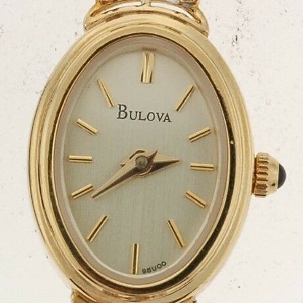 Bulova Ladies 14K Gold Diamond Watch Model 95U00 Swiss Movement ...