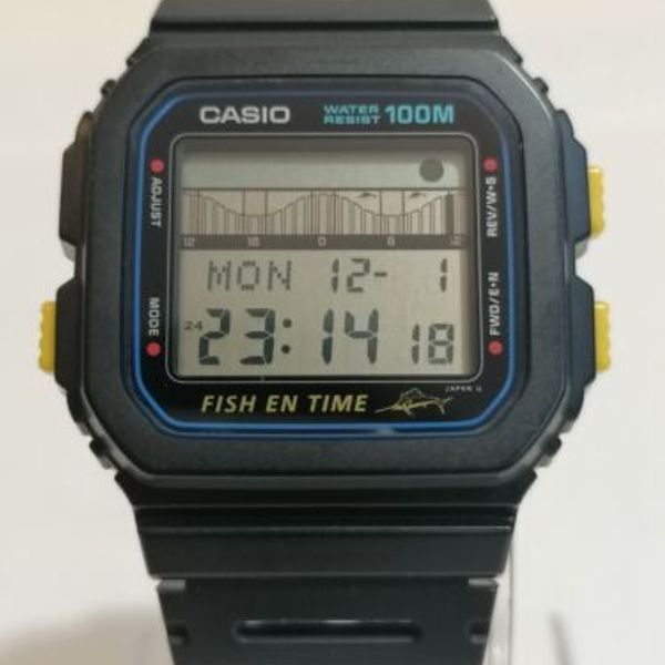 VINTAGE CASIO FT-100W FISH IN TIME DIGITAL WATCH JAPAN 1989 RARE MODULE ...