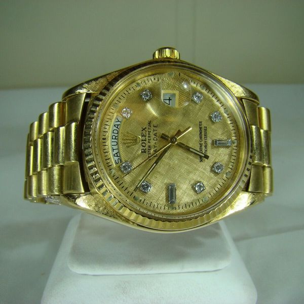 Rolex Day-Date President 18K YG Mens Watch Ref 1803 Textured Diamond ...
