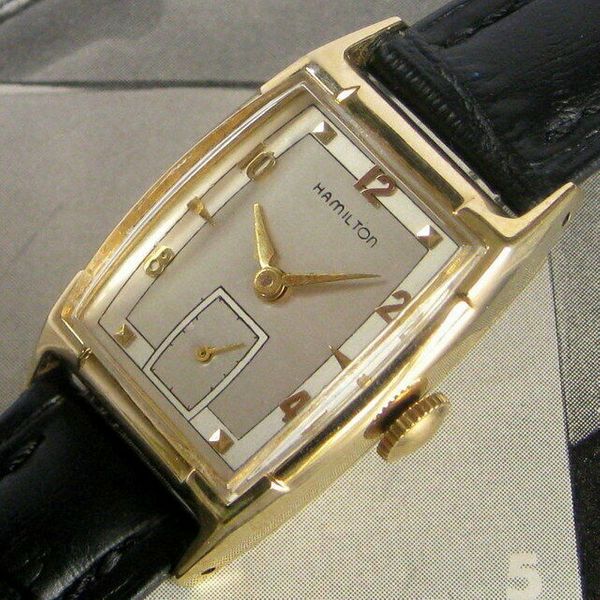 Mens Pristine 1950s Hamilton STUART B Curved 14K Gold Fill 19j USA ...