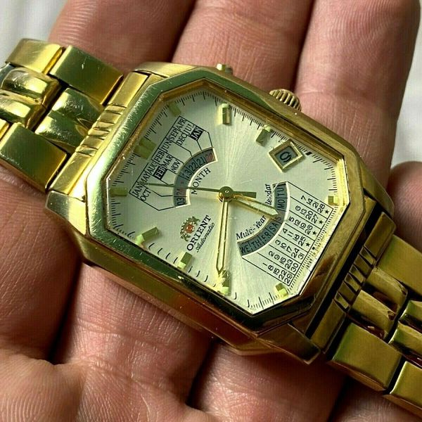 ORIENT automatic Multi-Year calendar Japan EUAA-AO + gold plated ...