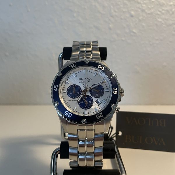 Bulova Marine Star Chronograph Watch, Menâ s Stainless Quartz 98B423 ...