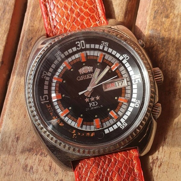 Vintage 70's Orient KD King Diver Automatic 21J Day/Date men Wristwatch ...