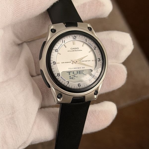 Vintage Casio AW-80 Illuminator Telememo 30 World Time Menâ s Ana-Digi ...