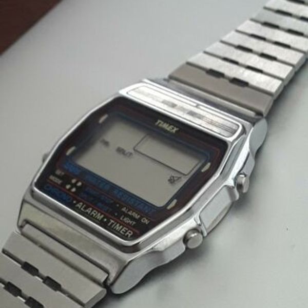 VTG TIMEX DIGITAL WRIST WATCH CHROME 1980S ALARM CHRONO SILVER LCD ...