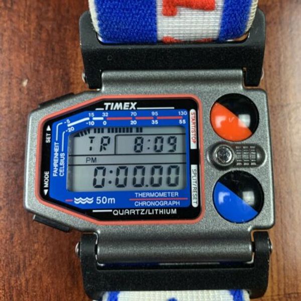 Vintage Timex Skiathlom Chronograph LCD Digital Watch All Over Print ...