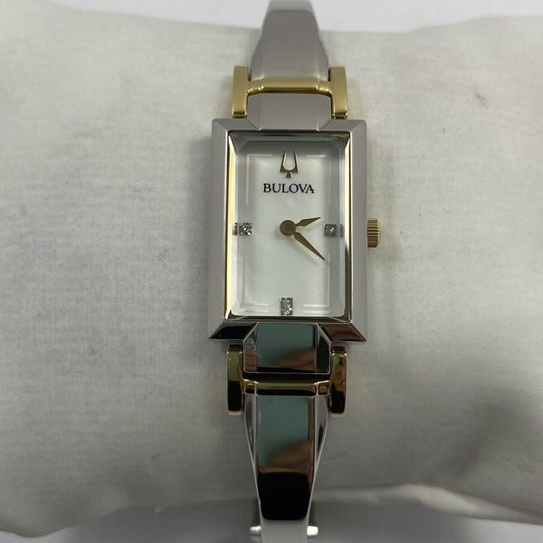Bulova Classic Diamond Quartz Stainless Steel Ladies Bangle Watch ...
