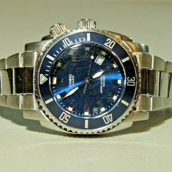 MENS CASIO BLUE FACE MTD 1052 SUPER ILLUMINATOR DIVER STYLE WATCH 3304 ...