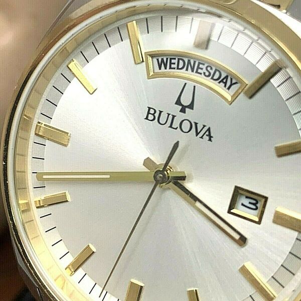 Bulova Men's Watch 98C127 Day Date Two Tone Stainless Steel FOR REPAIR ...