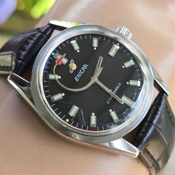 Vintage ENICAR men's manual wind watch AR-160 Rocket second hand swiss ...