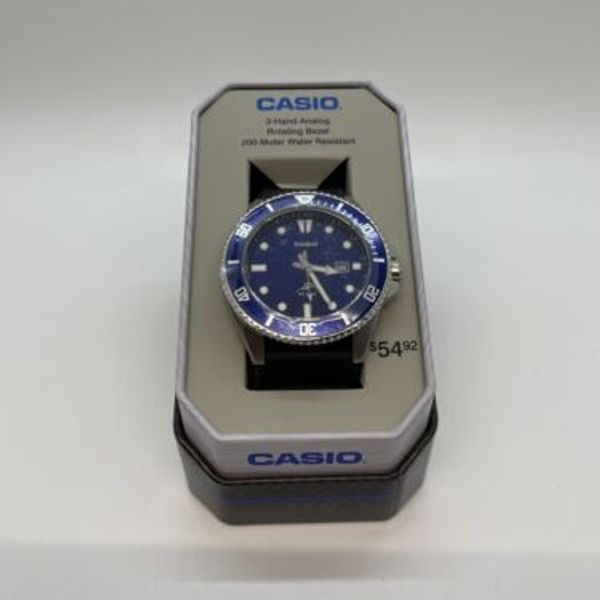 BLUE Casio Duro Marlin MDV106-2ATN Men's Submariner SS Diver Watch ...