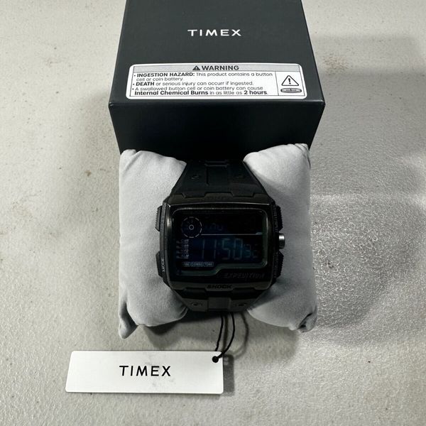 Timex Expedition Grid Shock with Black Resin Strap Indiglo Negative ...