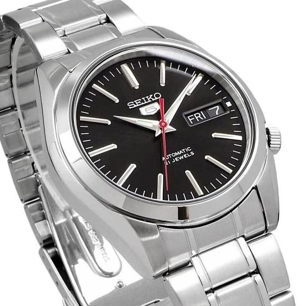 Seiko 5 Automatic Black Dial Stainless Steel Menâ s Watch SNKL45K1 ...
