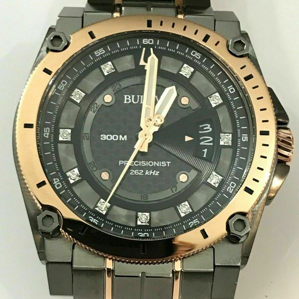 New BULOVA Precisionist Diamond Black Dial Men's Watch 98D149 | WatchCharts