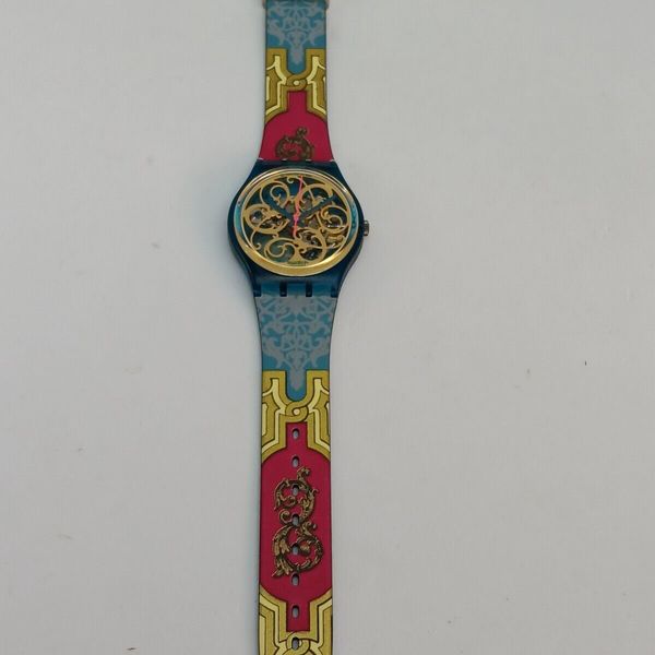 VINTAGE 1990 Swatch GN107 "Stucci" 34mm Swiss Watch BRITTLE STRAP ...