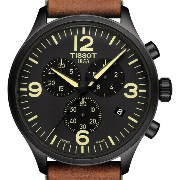 Tissot Men's T-Sport Chrono Brown Leather Strap Watch T1166173605700 ...