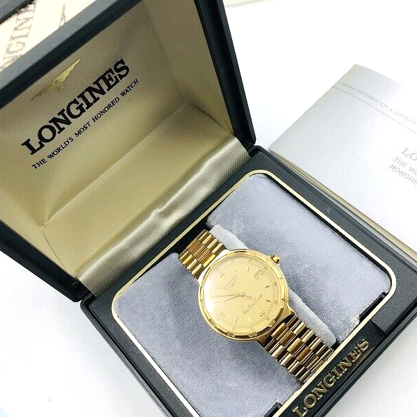 LONGINES Men's CONQUEST Time Zone Quartz Watch Gold Plated Date BOX ...