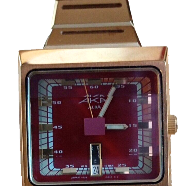 AKA Alba by Seiko Men's Watch in Gold Finish with Red Face ...