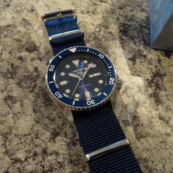 Seiko 5 Sports SRPD87 Blue Dial Blue NATO Strap | WatchCharts