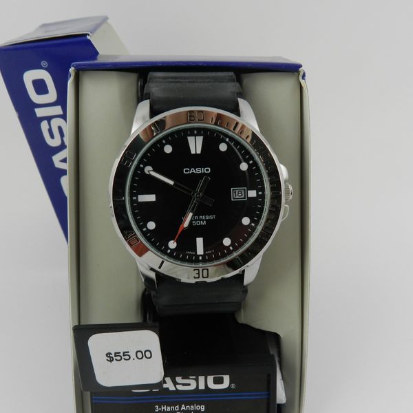 Casio Men's Three-Hand Black Resin Watch 45mm, MTPVD01-1EV ...