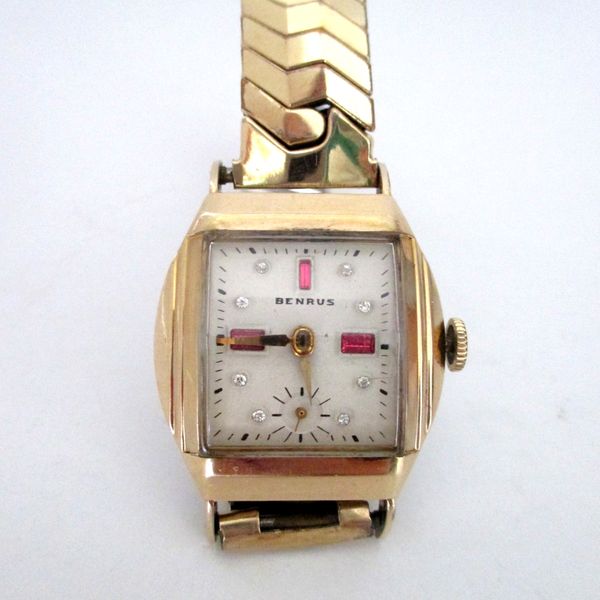 Vintage Benrus Mens Wristwatch Rubies & Diamonds 10k RGP 17 Jewels 1950 ...