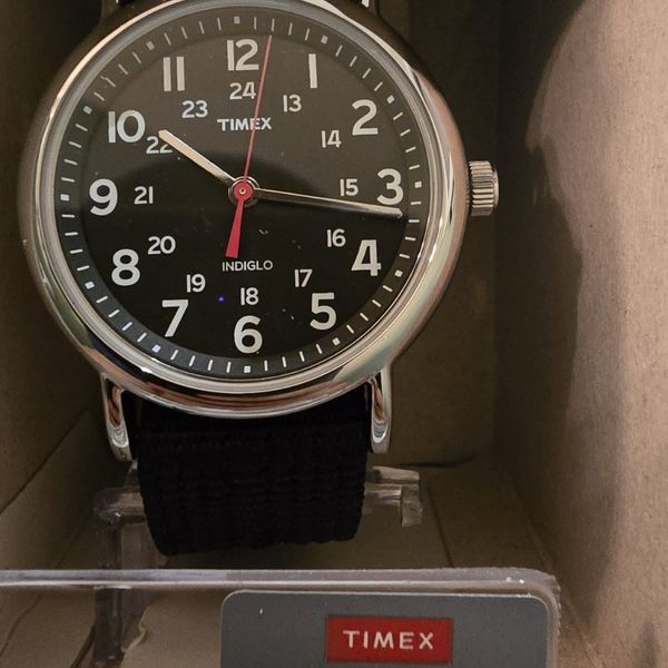 Timex Men Casual Weekender Indiglo Black Dial Nylon Strap 38mm Quartz ...
