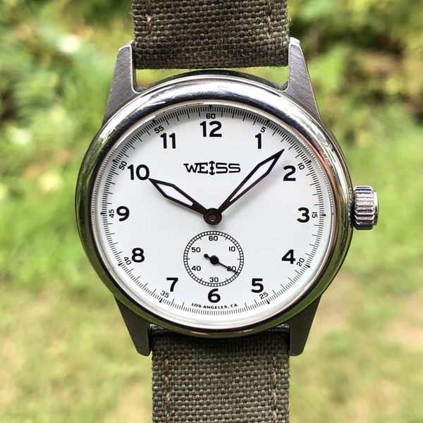 Weiss 38mm Standard Issue Field Watch (white dial, handwind, small ...