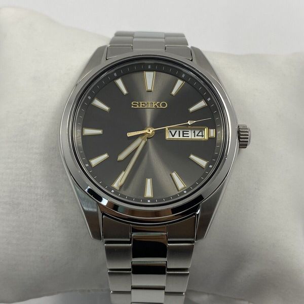 Seiko Essentials Quartz Gray Dial Stainless Steel Men's Watch SUR343 ...