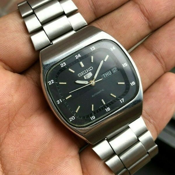 Seiko 5 TV Stunning BLUE dial Railway Time Vintage 6309 Automatic 1983 ...