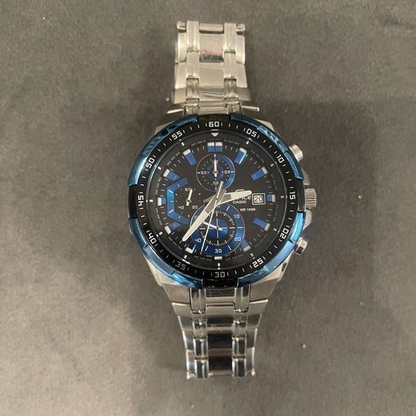 Casio Edifice 50mm Stainless Steel Case, Stainless Steel Strap, Dial in ...