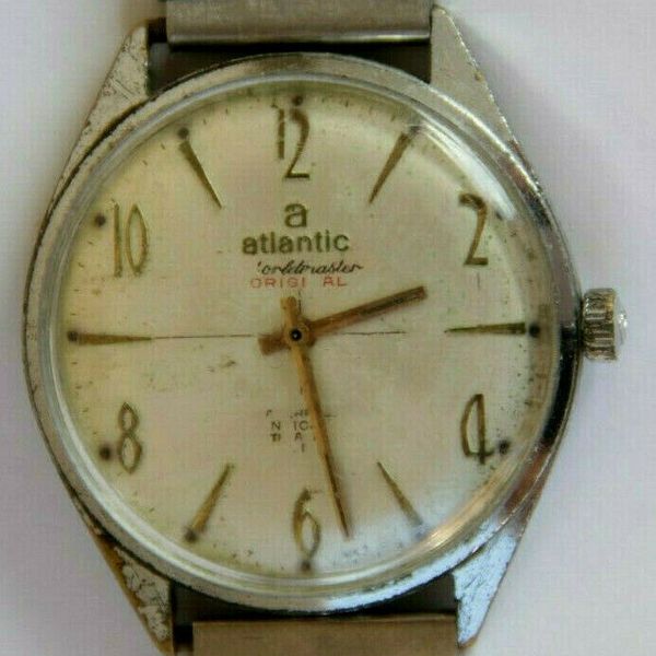 ATLANTIC WORLDMASTER ORIGINAL 17 JEWELS WATERPROOF SWISS WATCH SEE ...