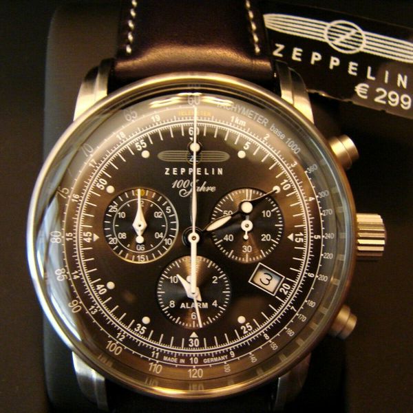 ZEPPELIN 7680-2 GERMAN ALARM CHRONOGRAPH 100-YEAR ANNIV. MODEL 42MM ...